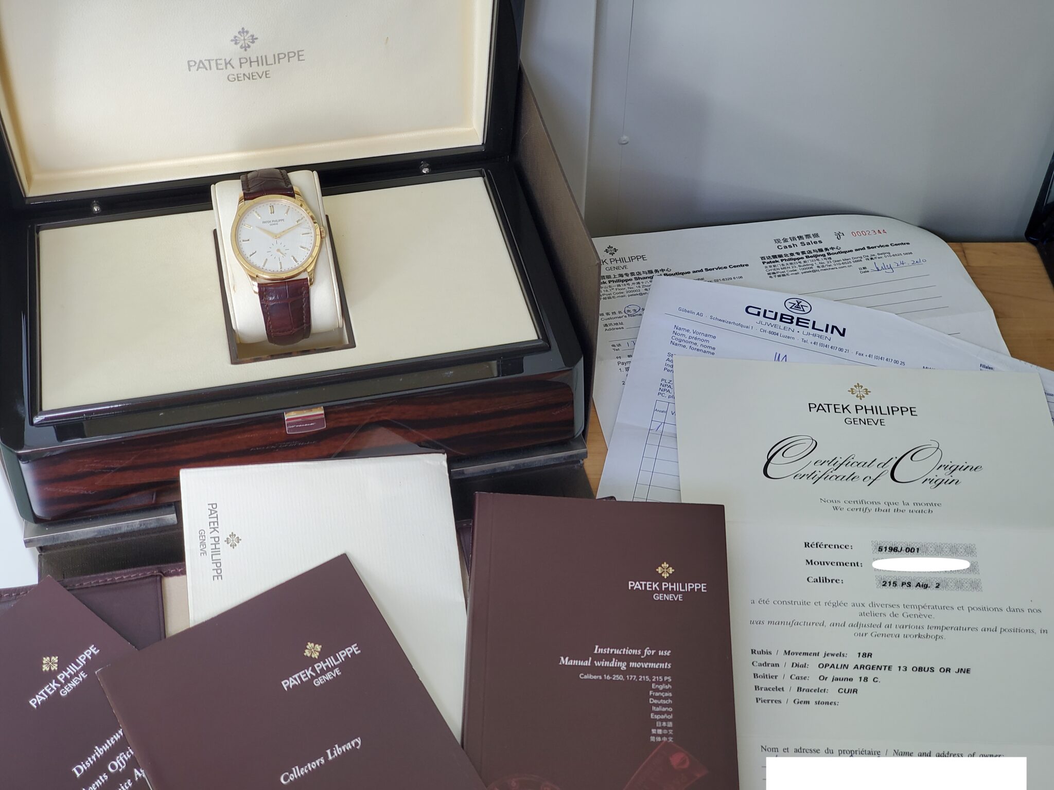 Patek Philippe Calatrava 5196J-001 Extra Full set Box, Papers, Original ...